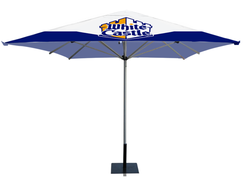 White Castle Custom Printed Restaurant Umbrella - B2 Displays